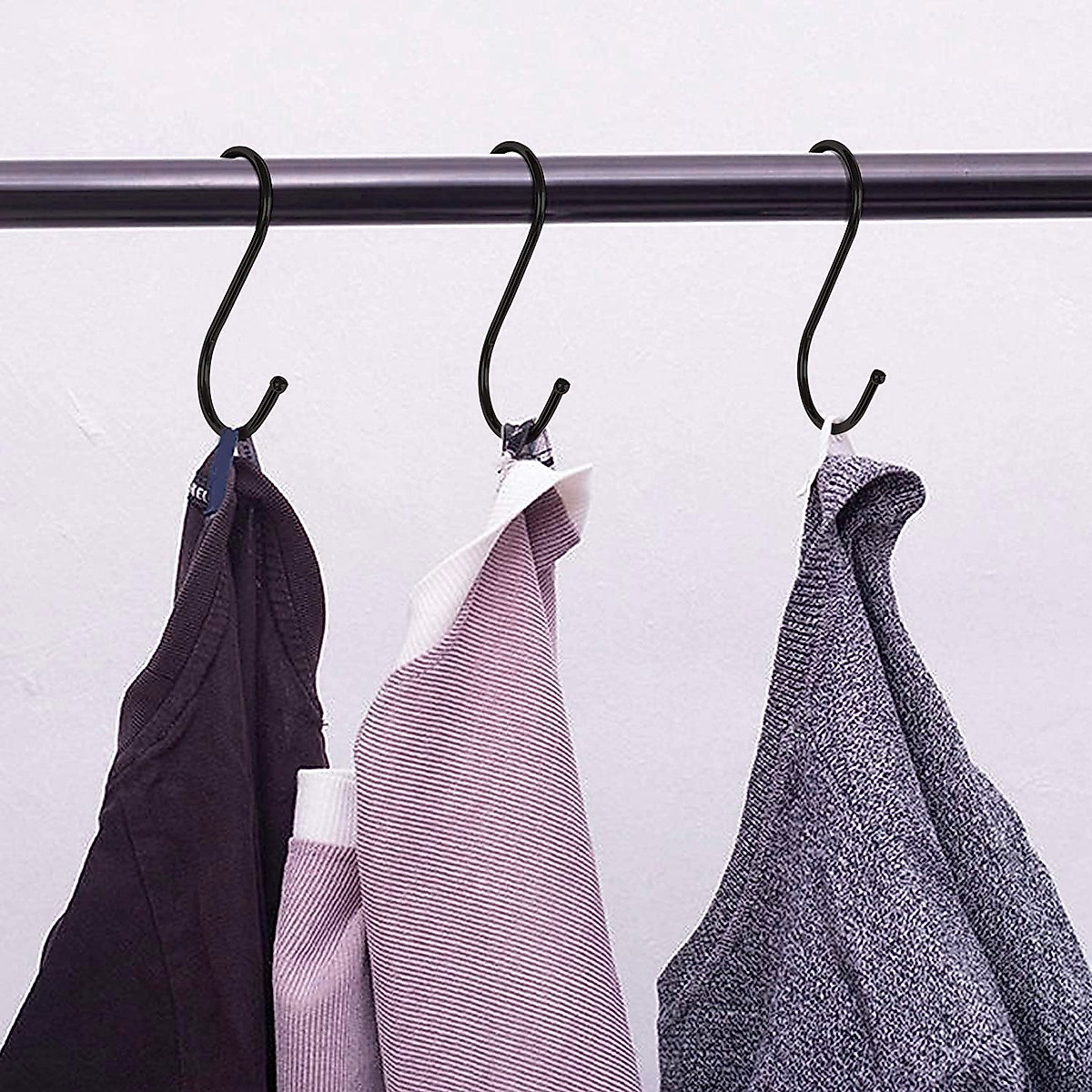 WHITECLOUDZ 30 Pack Black S Hooks for Hanging Plants, Metal Hooks for Hanging, S Hooks for Hanging Heavy Duty, Durable S Shaped Kitchen Hooks for Kitchenware, Pots, Utensils, Clothes & Bags