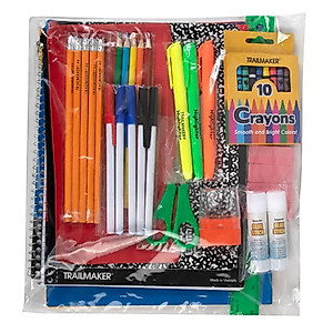 45 Piece School Supply Kit Grades K-12 - School Essentials Includes Folders Notebooks Pencils Pens and Much More!