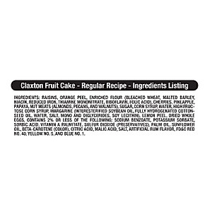 Old Fashion Claxton Fruit Cake - 3-1 Lb. Size - Regular Recipe
