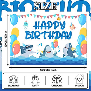 Shark Party Decorations Happy Birthday Banner Shark Party Supplies Animal Fish Shark Themed Under The Sea Decor for Baby Shower Boys 1st Birthday Party Decorations Backdrop Favors Photo Booth Props