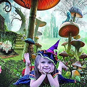 7x5FT Alice in Wonderland Party Photo Backdrop,Fairy Tale Castle Photography Background for Birthday Party Decorations Supplies,Portrait Studio Booth Props