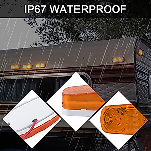 Konrali 14Pcs Double Bullseye Led Marker Lights 10 LED, 2x4 Rectangle Led Trailer Marker Lights Red/Amber Surface Mount 12V Airstreams RV Camper Led Marker Clearance Lights Sealed (7 Amber+ 7 Red)