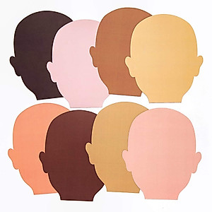 Baker Ross AW757 Skin Tone Face Cut Outs - Pack of 56, Kids Construction Paper, Card Classroom Supplies, Head Skin Color Cut Outs