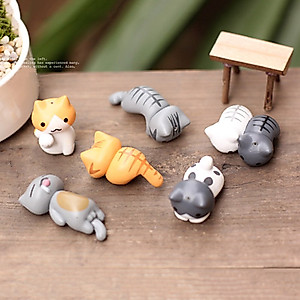 Mini Cute Cats Miniature Garden Micro Kitty Landscape Ornament Decorations Home Succulent Bonsai Plant Pots Craft Decor (Random Style)