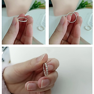 CANDYFANCY 2mm Thin Simple Cuban Chain Link Rings 925 Sterling Silver Filigree Cool Plain Minimalist Middle Finger Thumb Stacking Band Rings Size 2.5