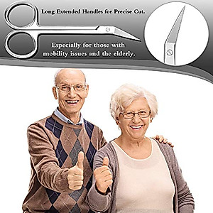 Long Handled Toenail Scissors Clippers - Podiatrist Manicure Pedicure for Seniors Elderly Men Women Ingrown Toenails Fingernail Cuticle Nail Scissor/Shear Stainless Steel (6 Inch)