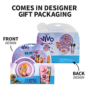 Franco Kids Dinnerware Cartoon Designed Mealtime Kitchen Set, 5 Piece Pack, Sony Vivo