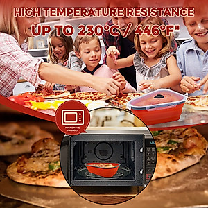 TYLEN PRO™ Pizza Storage Container - Pizza Slice Storage Container Collapsible with Silicone Ring - Pizza Container Expandable - Reusable Pizza Box Dishwasher Safe with 5 Pizza Plates -Microwave Safe