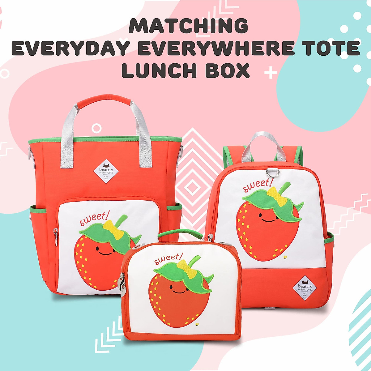 Beatrix New York - Toddler & Kids 11.5" Backpack Bag with Removable Leash for Girls & Boys (STRAWBERRY), Ideal for Preschool & Kindergarten Back to School