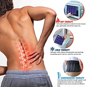 FEATOL Gel Pack Back Brace,Lumbar Support for Back Pain Relief, Herniated Disc, Sciatica, Scoliosis - Breathable Material Design with Heat & Ice Gel Pack for Men & Women| Large/X-Large