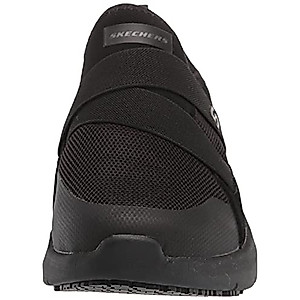 Skechers Women's Slip on Athletic Food Service Shoe, Black, 9 Wide