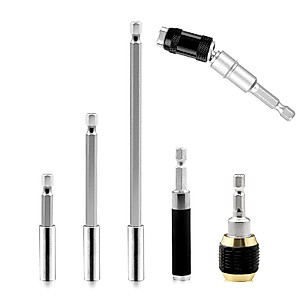 Drill Bit Holder Extension 6Pc Flexible Magnetic Swiveling Bit Tip Holder Bar Set Chuck Adapter Extender Pivot Impact Driver Screw Pivoting Screwdriver Release Rotary Extender for Tight Space Corner