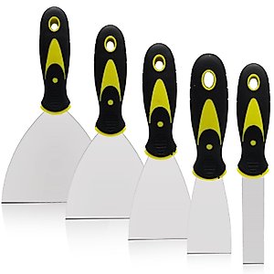 Putty Knife, 5PCS Premium Putty Knives set, Paint Scraper, Drywall Tools (1" 2" 3" 4" 5" x 8IN), Stainless Steel, No Rust for Removing Wallpaper, Spackle Wall Repairing, Home Improvement, Scraping Mud