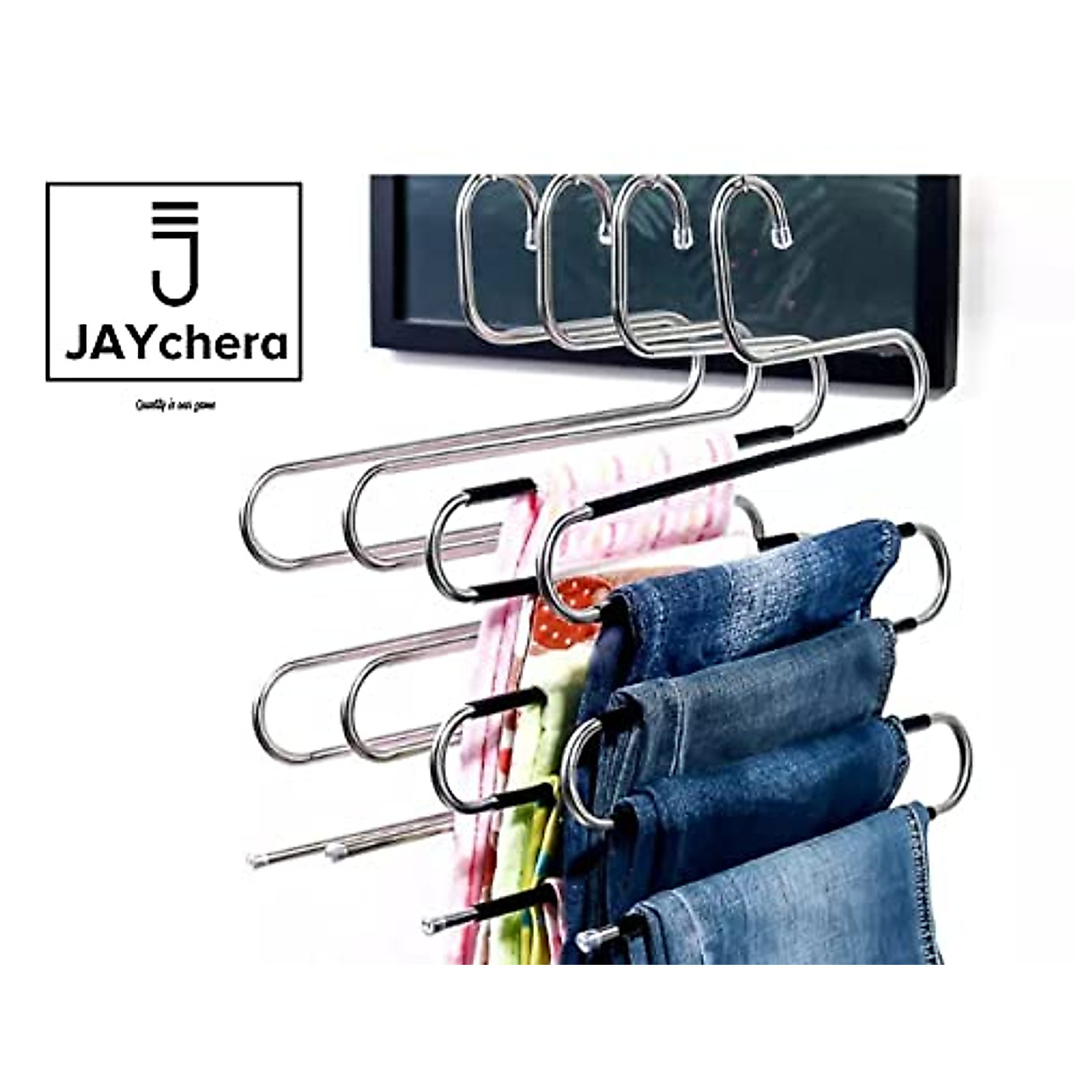 3 Packs Pants Hanger S-Shaped S-Type Space Saving Pants Non-Slip Hangers Trouser Hangers Stainless Steel Multi Layer Multifunctional Pant Hangers Closet Storage for Jeans Shirts for Scarfs Ties
