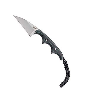 COLUMBIA RIVER KNIFE & TOOL CRKT Minimalist Wharncliffe Neck Knife: Compact Fixed Blade Knife, Folts Utility Knife, Bead Blast Blade, Resin Infused Fiber Handle, and Sheath 2385