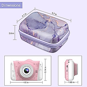 Fintie Kids Camera Case Compatible with Seckton/GKTZ/WOWGO/OMZER/Suncity/Agoigo/Ourlife/Rindol/Unicorn Toys Digital Camera & Video Camera, Hard Carrying Bag with Inner Pocket, Lilac Marble