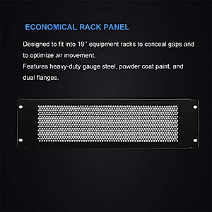 KENUCO Blank Rack Mount Panel Spacer with Venting for 19-Inch Server Network Rack Enclosure Or Cabinet Black (Plate-3U)