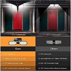 EMANER Motion Solar Lights Outdoor, Solar Security Light, Stay On or Motion On/Off Mode, Dusk to Dawn Floodlights, Wireless Landscape Spotlights for Garden/Fence/Patio/Porch Solar Powered, 1-Pack