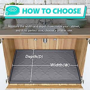 SIKADEER Thicken Under Sink Mat 22" x 19", Waterproof Food-Grade Silicone Tray, Reinforced Protector for Bathroom and Kitchen Cabinets, Easy to Clean, Flexible Shelf Liner Drip Tray