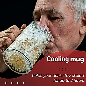 Freezer Mugs With Gel Beer Mugs For Freezer - Frosted Beer Mugs Freezer Cups - Double Walled Freezer Mugs With Gel - Frosty Mugs Beer Freezer Glasses - Set Of 4 - Clear