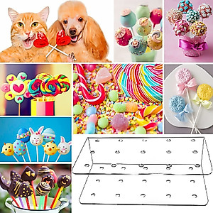 2 Packs Acrylic Lollipop Holder Acrylic Cake Pop Stand Display Cake Pop Holder 100PCS Lollipop Sticks 100PCS Clear Treats Bags and 100PCS Gold Metallic Twist Ties for Candy Cake Pop Making Tools