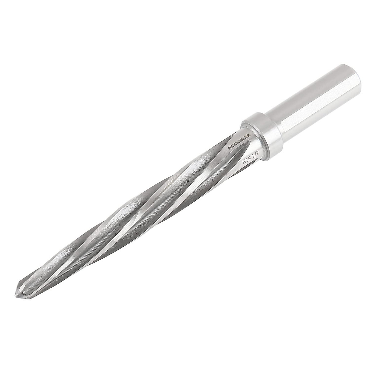 Accusize Industrial Tools High-Speed Steel Spiral Flute Aligning Reamer, 1/2" Cutting Diameter, 1/2" Shank Diameter, 0522-0012
