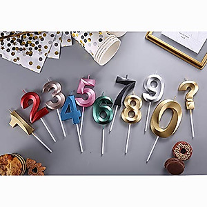 2.76'' Extended XXL Large Gold Glitter Happy Birthday Long Numbers Candles 3D Design Cake Topper Decoration for Adults/Kids Party Wedding(Blue, 6)