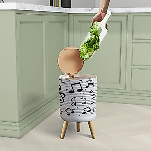 PHAIBHKERP Trash Can with Lid misic Set Abstract Music Various Music Notes Garbage Can Round Waste Bin Press Cover Dog Proof Wastebasket for Kitchen Bathroom Living Room Nursery 1.8gal, ljt