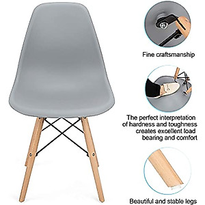 Set of 4 Kitchen Dining Chairs Easily Assemble Modern Fabric Cushion Seat Chair w/Metal Legs Fabric Cushion Side Chairs with Sturdy Metal Legs for Home Kitchen Living Room, Grey