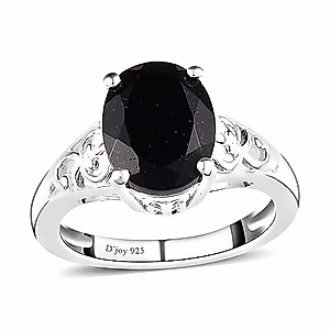 Shop LC Black Tourmaline Ring 925 Sterling Silver Split Shank Statement Jewelry Engagement Women Size 7 Ct 2.3 Birthday Gifts for Women