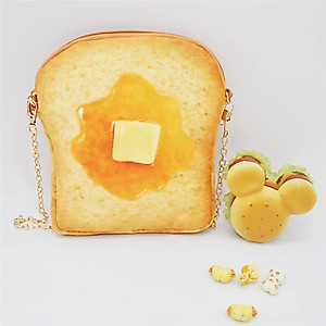 Cute Butter Toast Shoulder Bag, Plush Food Cossbody Handbag for Women, Phone Purse Messenger Bag