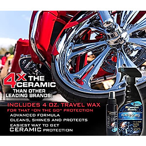 MILWAUKEE MUSCLE Ceramic Motorcycle Bike Wax Spray - 22 Fl Oz & 4 Fl Oz Travel Wax - 4X The Ceramic Coating - Detail Spray Wax - Advanced Hydrophobic Spray for Shine and Protection