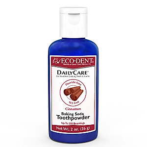 Eco-Dent DailyCare Baking Soda Toothpowder, Cinnamon - Fluoride-Free Toothpaste Powder, SLS-Free Tooth Powder with Baking Soda, Minerals, and Essential Oils, Toothpaste Alternative, 2 Oz