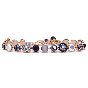 Mariana Rocky Road Goldtone Bracelet Black Grey Silvertone Crystal Mix Mosaic Glisten 1149