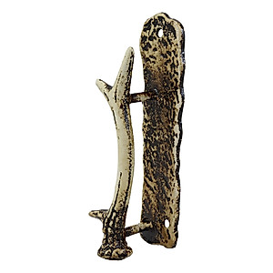 Ebros Set of 2 Western Rustic Deer Antlers Door Pull Handle Hardware Pack of 2 Left and Right Sides Decorative Accent 8" High for Barn Doors Entrance Main Cabin Lodge Country Home Antler Accent