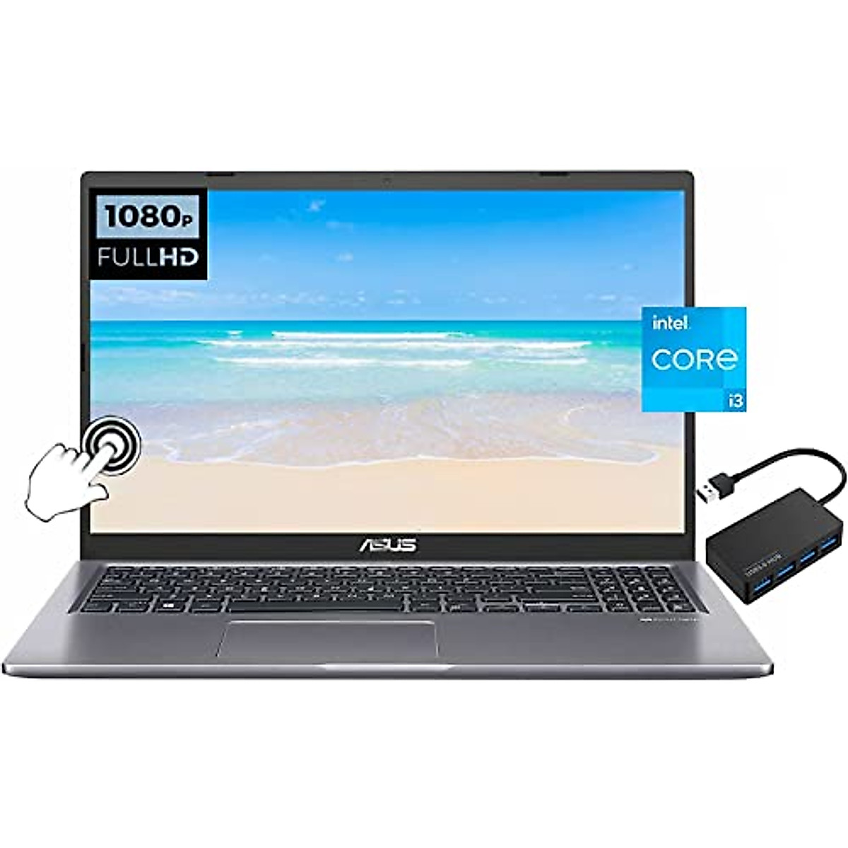 ASUS VivoBook 15 Business Laptop, 15.6" FHD Touchscreen Computer, Dual-core Intel 11th Gen i3-1115G4(Beat i5-10210U), 4GB DDR4 RAM 128GB PCIe SSD, Fingerprint, Backlit, Windows 10 Home+ Accessories