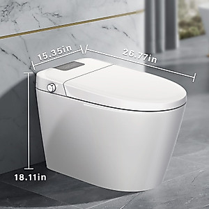 Liyarya Smart Bidet Toilet, Tankless Toilet with Built-in Bidet Seat, Modern Toilet with Foot Sensor Operation, Heated Seat, Auto Open/Close, Auto Flush, LED Light, Digital Display, Remote Control