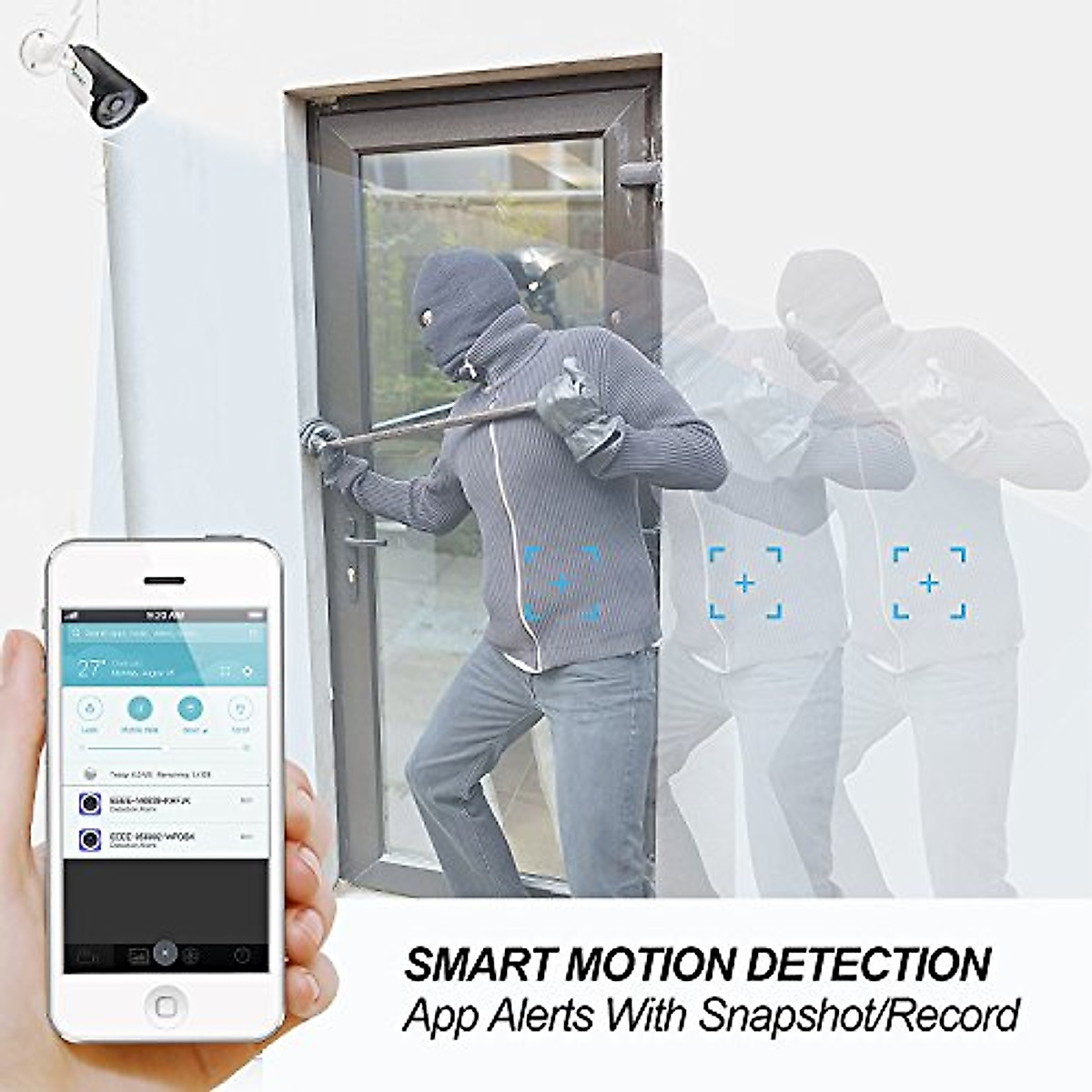 SV3C WiFi Camera Outdoor, IP Wireless 1080P Full HD Security Home Surveillance Camera, IP66 Waterproof, Night Vision, Motion Detection, Support Max 64GB SD Card(Not Included)