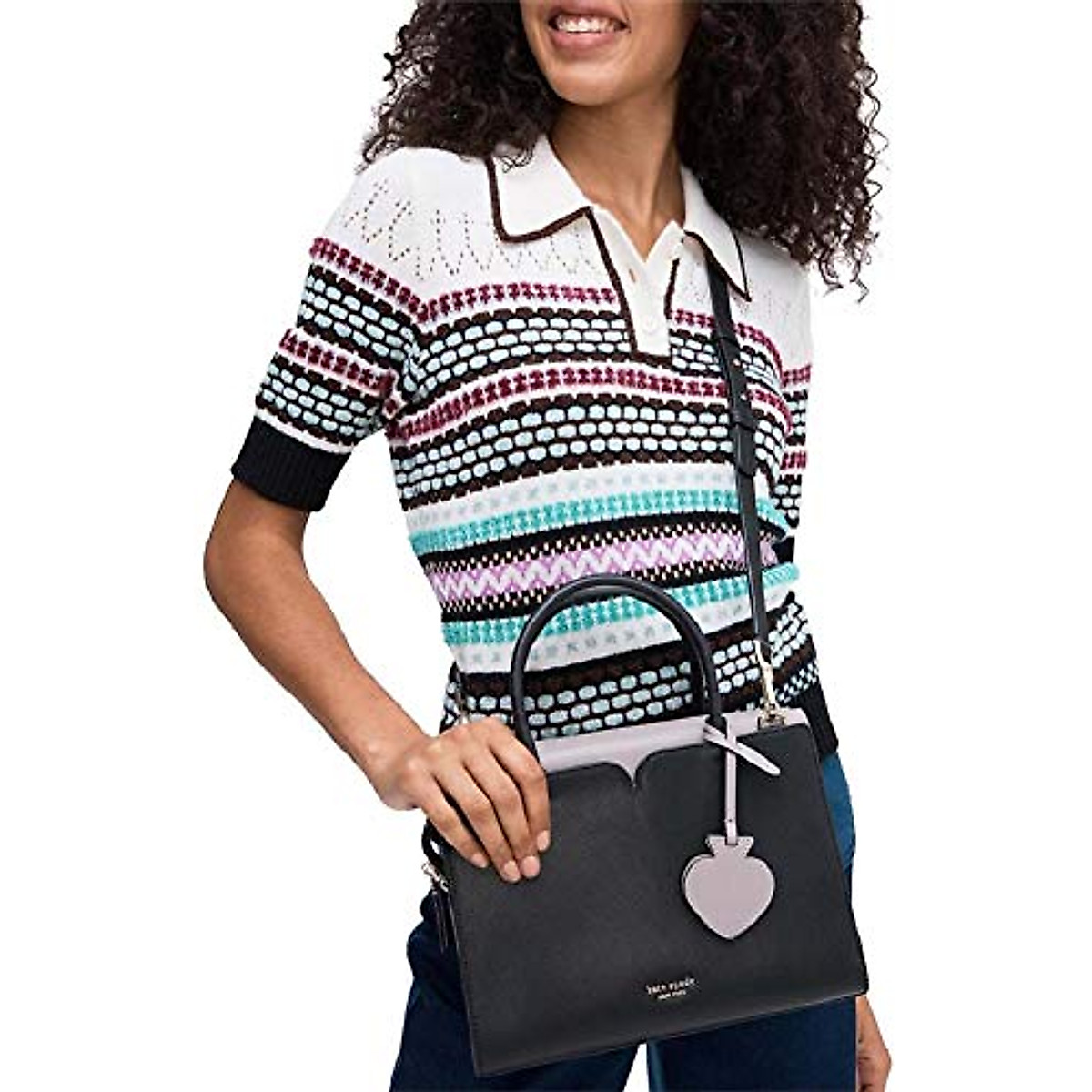 kate spade new york Spencer Medium Leather Satchel (Black)