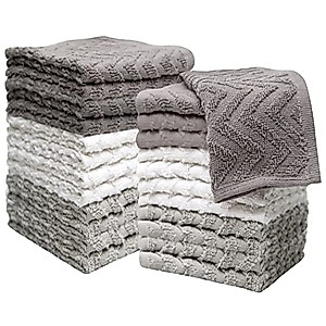PH Pleasant Home Washcloths, 12 Pack (Gradient Greys, Chevrons)