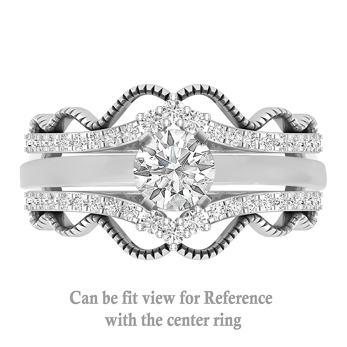 Dazzlingrock Collection 0.33 Carat (ctw) Round White Diamond Double Chevron Enhancer Guard Wedding Ring for Women in 925 Sterling Silver Size 7.5