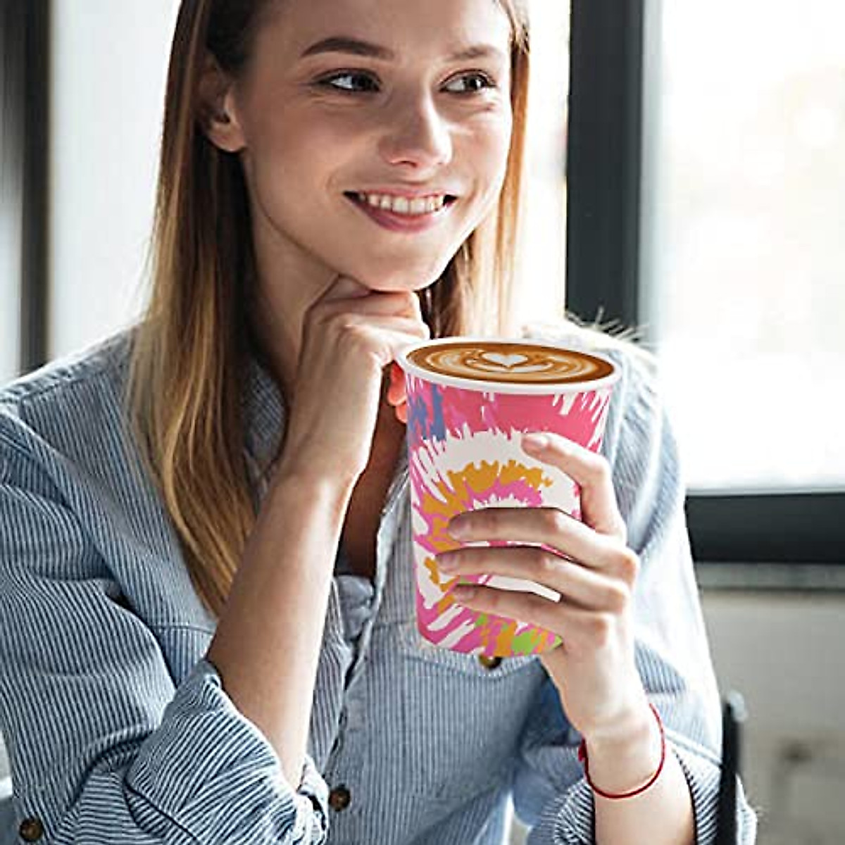 Clawsoff [300 Pack 8 oz Disposable Paper Cups, Hot/Cold Beverage Paper Drinking Cups, Paper Coffee Cups, Tie-dye Paper Hot Coffee Cups for Party, Picnic, Travel, and Events.