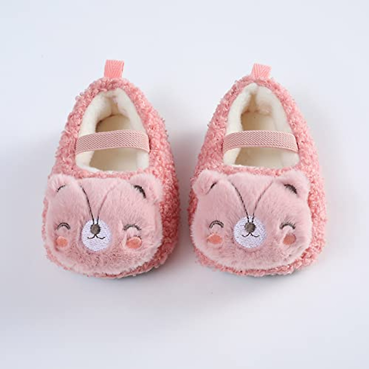 Lykmera Winter Children Baby Toddler Shoes Boys Girls Floor Shoes Flat Bottom Non Slip Plush Warm Cartoon Fleece Slippers (B, 3-6 Months)