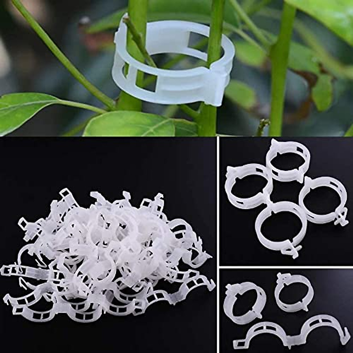 100PCS Plant Support Garden Clips Tomato Clips Supports/Connects Plants/Twine/Vines Trellis/Cages Plant Vine Vegetable Fastening Clip Grafting Tools Make Plant Grow Upright and Healthier (100PCS)