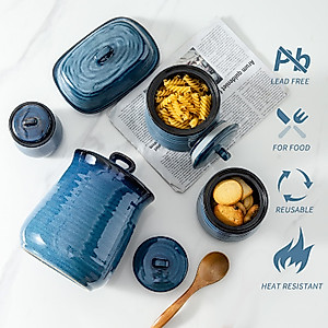 Hasense Kitchen Canister, 88 OZ Ceramic Coffee Container with Airtight Lid for Countertop, Large Food Storage Jar for Serving Sugar,Tea,Flour,Spice,Salt,Cookies,Candy,Cereal,Treat,Snack,Treats (Blue)