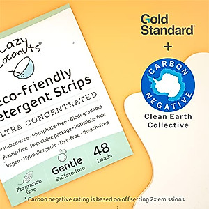 LAZY COCONUTS Laundry Detergent Sheets - Sulfate-free, Gentle - For Sensitive Skin, Baby, Hand Wash - Eco Friendly, Natural, Hypoallergenic, Sulfate Free, Fragrance Free, Unscented Laundry Soap