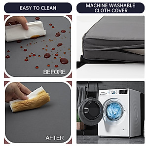 Outdoor Patio Chair Cushions,22 x 22 x 3 Inch Waterproof Outdoor Seat Cushions for Patio Furniture,Yard and Garden,Wicker Chair Cushions Set of 2, Anti Stain & Detachable and Adjustable Straps,Grey