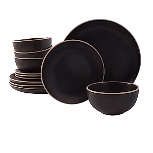 IHIPPO Dinnerware Sets Kitchen Dinnerware Sets 12-Piece Dinnerware Set Plates Sets for Home Dinner Set Dishes and Plates Sets Round Porcelain Dinnerware Plates and Bowls Set Modern Dinnerware Set