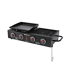 Royal Gourmet 4- Burner Portable Propane Griddle Grill Combo tailgater Griddle Flat Top Propan Gas Grill, Black, GD4002TB