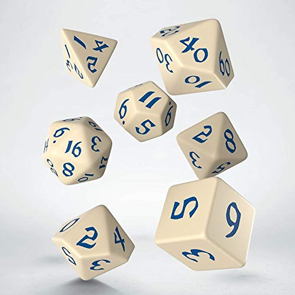 Q-Workshop Classic Runic Beige & Blue Dice Set (7)